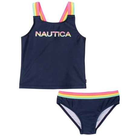 Nautica Girls Tankini Swim Suit with 50+ Sun Protection, Peacoat, Small ...