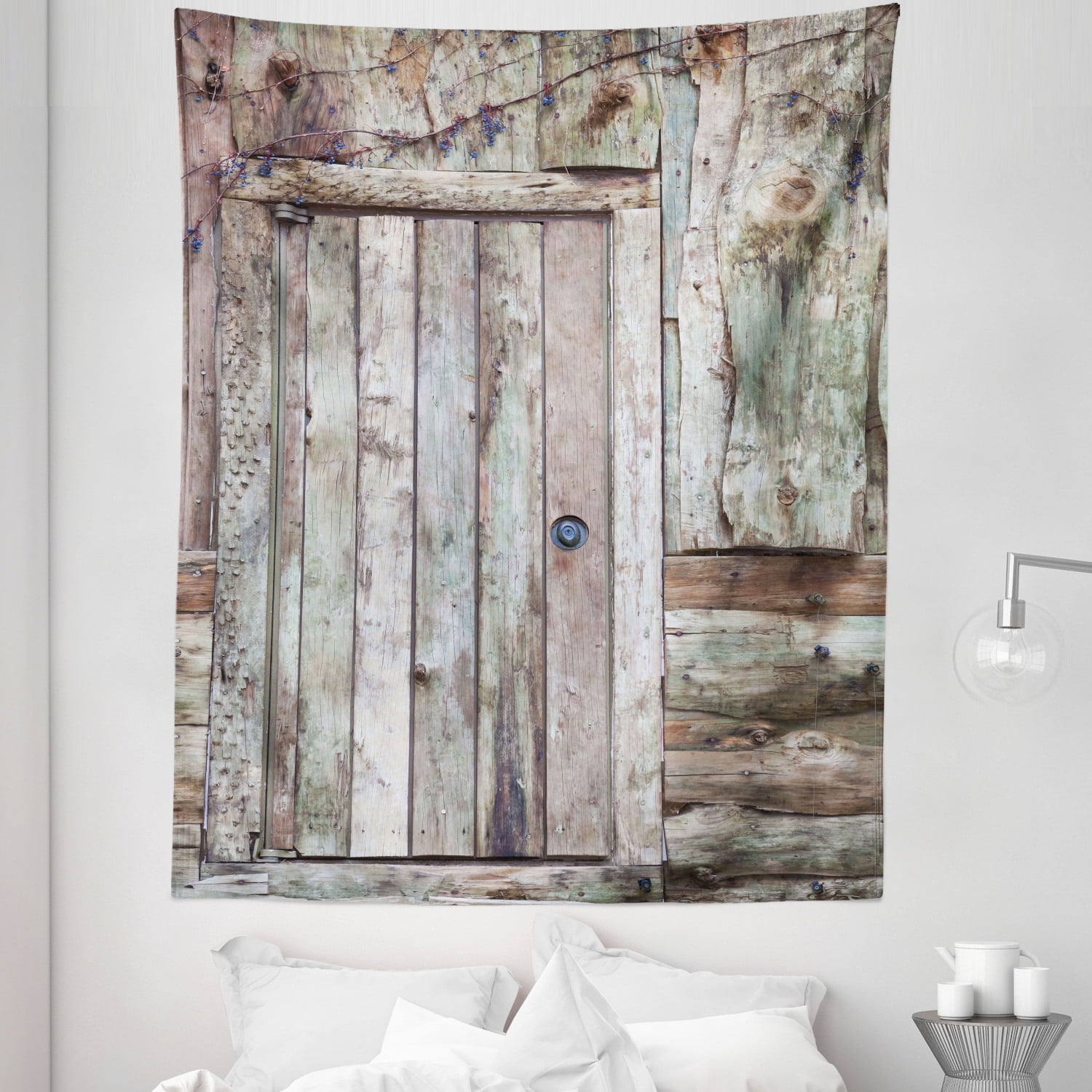 Rustic Tapestry, Old Rustic Barn Door Cottage Country Cabin Theme Rural ...