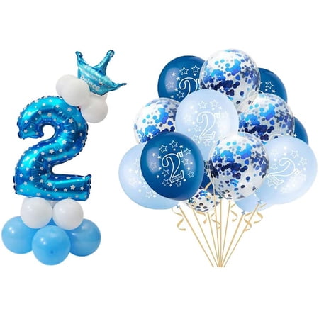 Unique Blue + White Number 2 Balloon, Large Digital 2nd Birthday ...