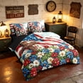Manfei Patriotic Floral Cross Twin Bedding, USA Flag Daisy Bedding ...