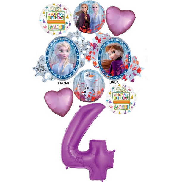 Frozen 2 Party Supplies 4th Birthday Elsa, Anna and Olaf Balloon ...