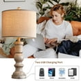 Oneach 3 Way Dimmable Table Lamp Set of 2 with USB Ports 24.75" Resin ...