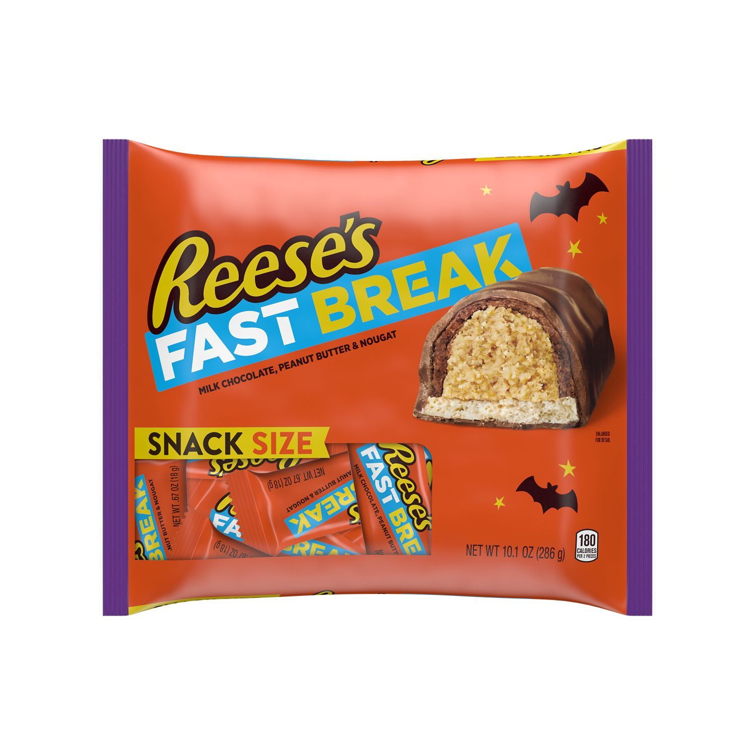 REESE'S, FAST BREAK Milk Chocolate, Peanut Butter and Nougat Snack Size ...