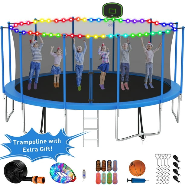 Kumix Trampoline with Enclosure Net for Kids Adults, 1500LBS 16FT ...