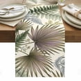 Boho Forest Table Runner, Vintage Country Green Blue Ferns Beige ...