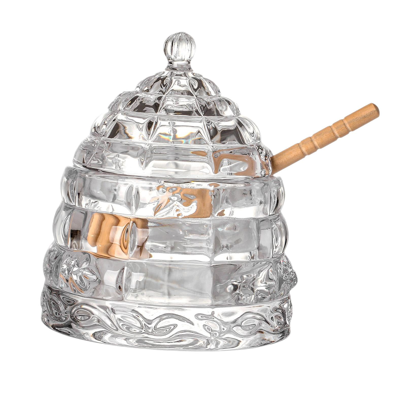 Beautiful Glass Honey Jar with Wooden Spoon Honey Container 10 Onces ...