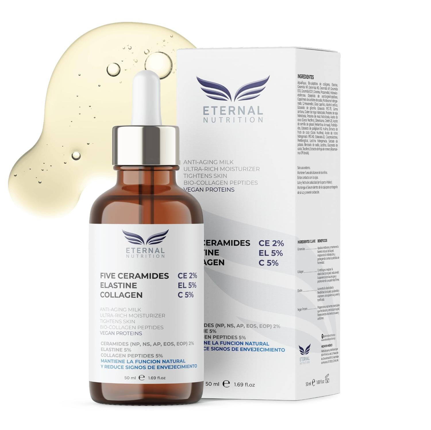 Serum FIVE CERAMIDES 2%, Elastine 5%, Collagen 5%. 50 ml. Suero Hidratante Contra Envejecimiento ...