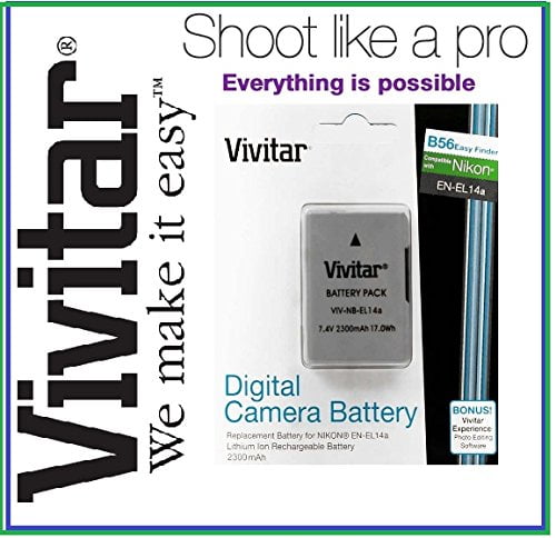 Vivitar 2300mAh EN-EL14a Battery for Nikon D5500 D5200 D5100 D3200 ...