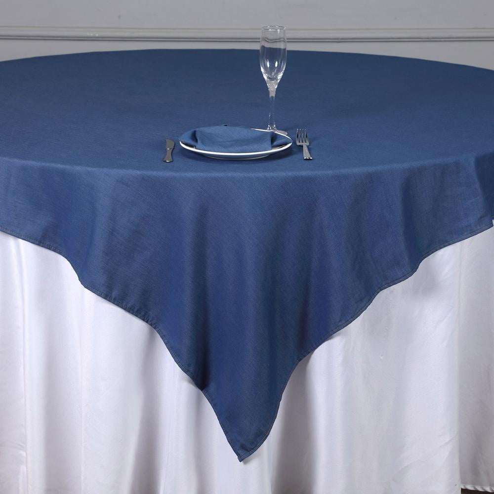 Efavormart 72" x 72" Dark Blue Faux Denim Polyester Table Overlays ...