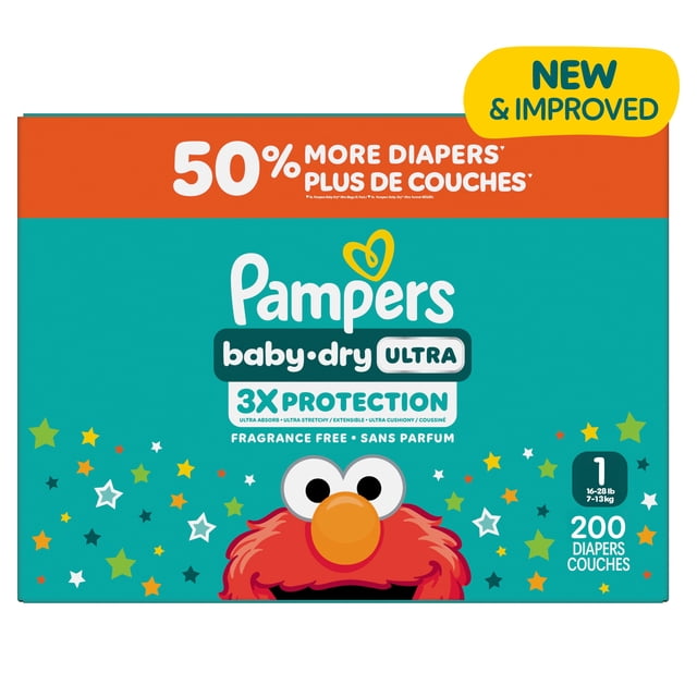 Pampers Baby Dry Ultra Diapers, Size 1 (8-14 lbs), Absorbent Disposable ...