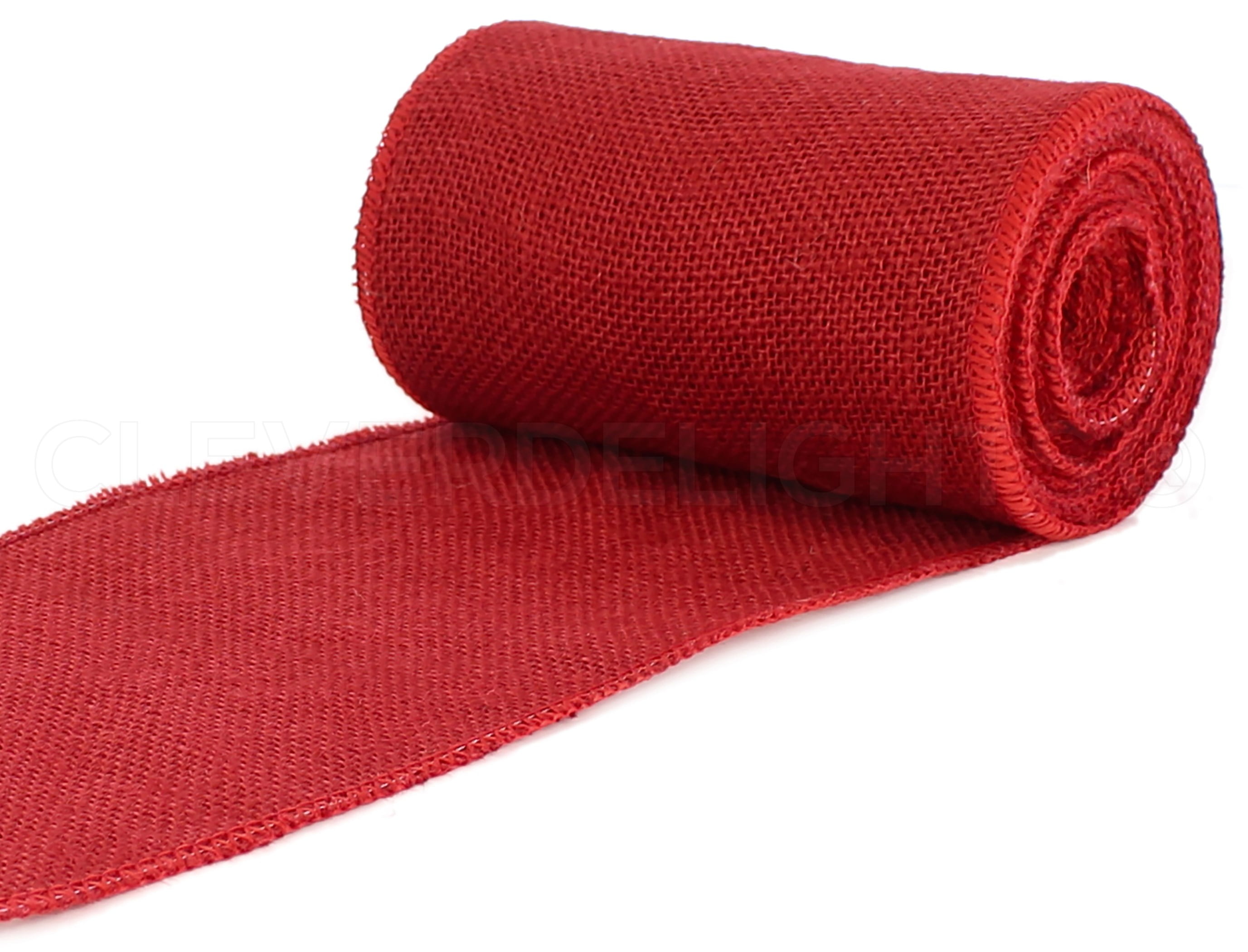 CleverDelights 6" Red Burlap Ribbon - Wired Edges - 10 Yards - Jute ...