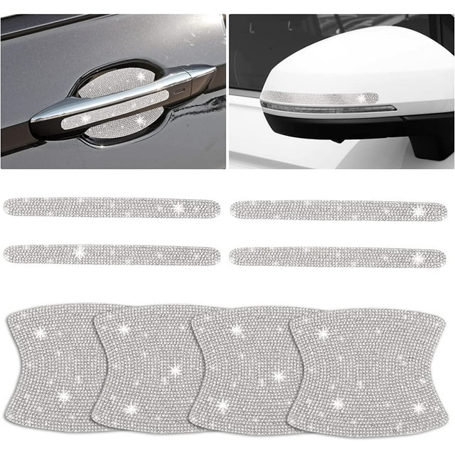 8pcs Bling Rhinestone Car Door Handle Protector, Universal Reflective ...