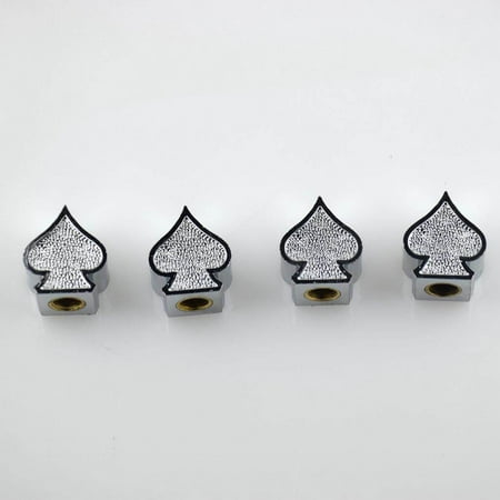 4 Pieces Car Custom Silver Ace of Spades Wheel Tire Air Valve Stem ...