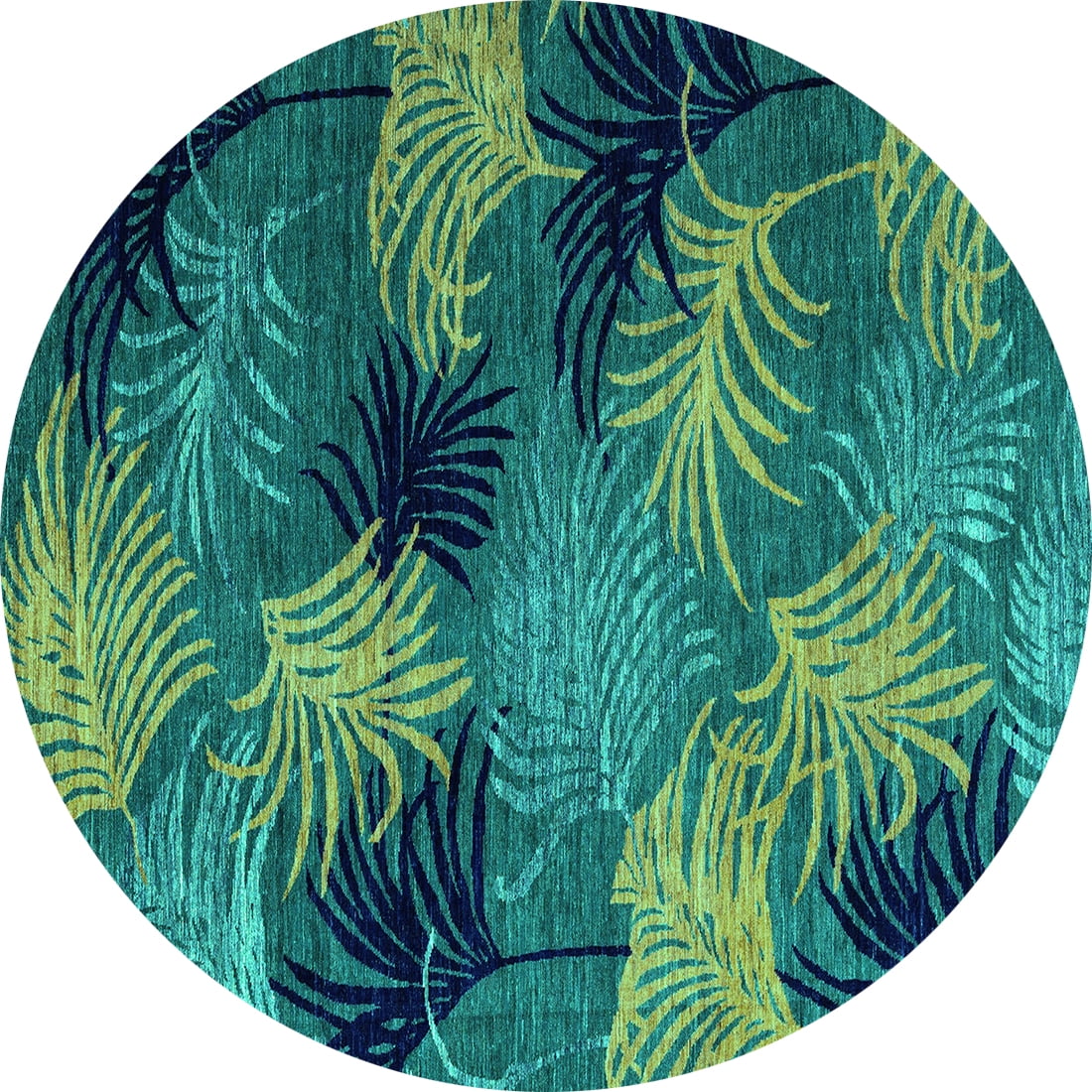 Ahgly Company Indoor Round Abstract Turquoise Blue Modern Area Rugs, 4 ...