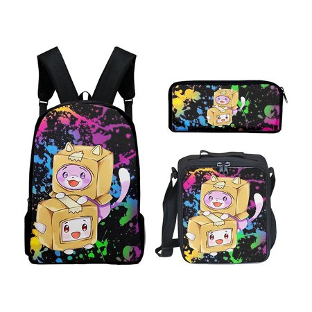 Bag Lankybox Cartoon Anime Lunch Bag Shoulder Bag Backpack Three-piece ...