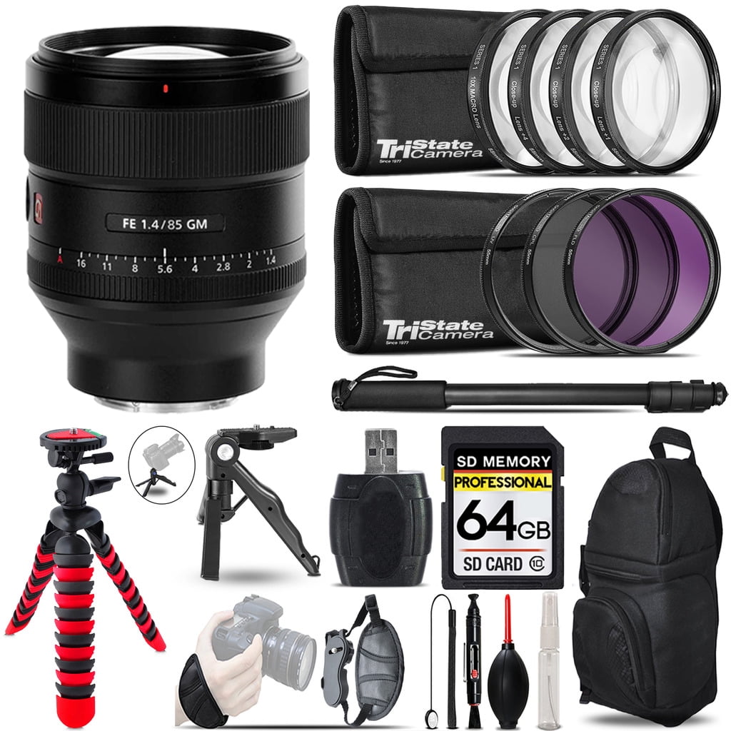 Sony FE 85mm f/1.4 GM Lens + MACRO, UV-CPL-FLD Filter + Monopad - 64GB ...