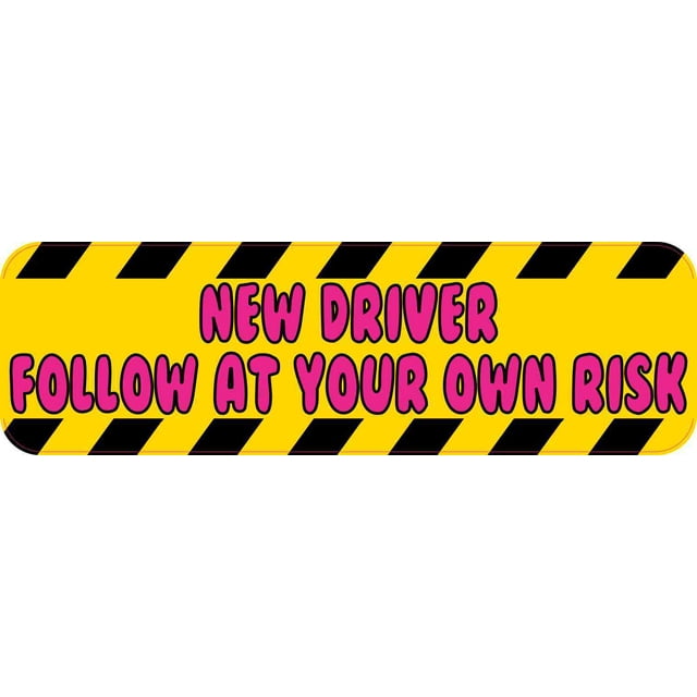 10in x 3in Yellow New Driver Bumper Sticker Vinyl Truck Window Stickers ...