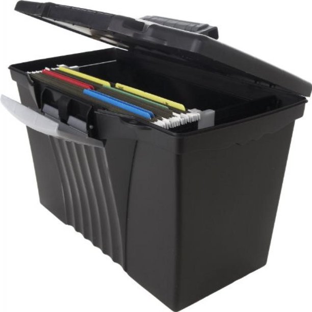 Storex Portable File Box with Organizer Lid, 17.13 x 9.63 x 11 Inches ...