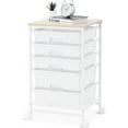 Utility Cart with 5 Drawers,Storage Drawer Cart with Wooden Tabletop ...