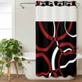 No Hook Shower Curtain with Snap in Liner, Deep Red Black Geometric ...