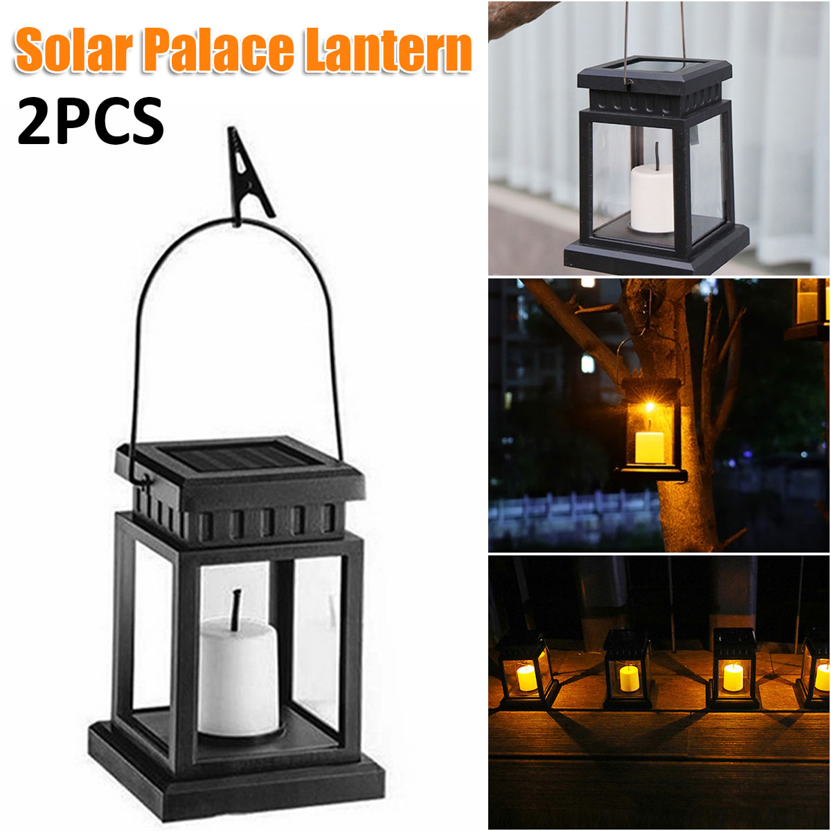 Mamamax 2Pcs Solar Lantern Solar Candle Lantern 600mAh IP44 Waterproof ...