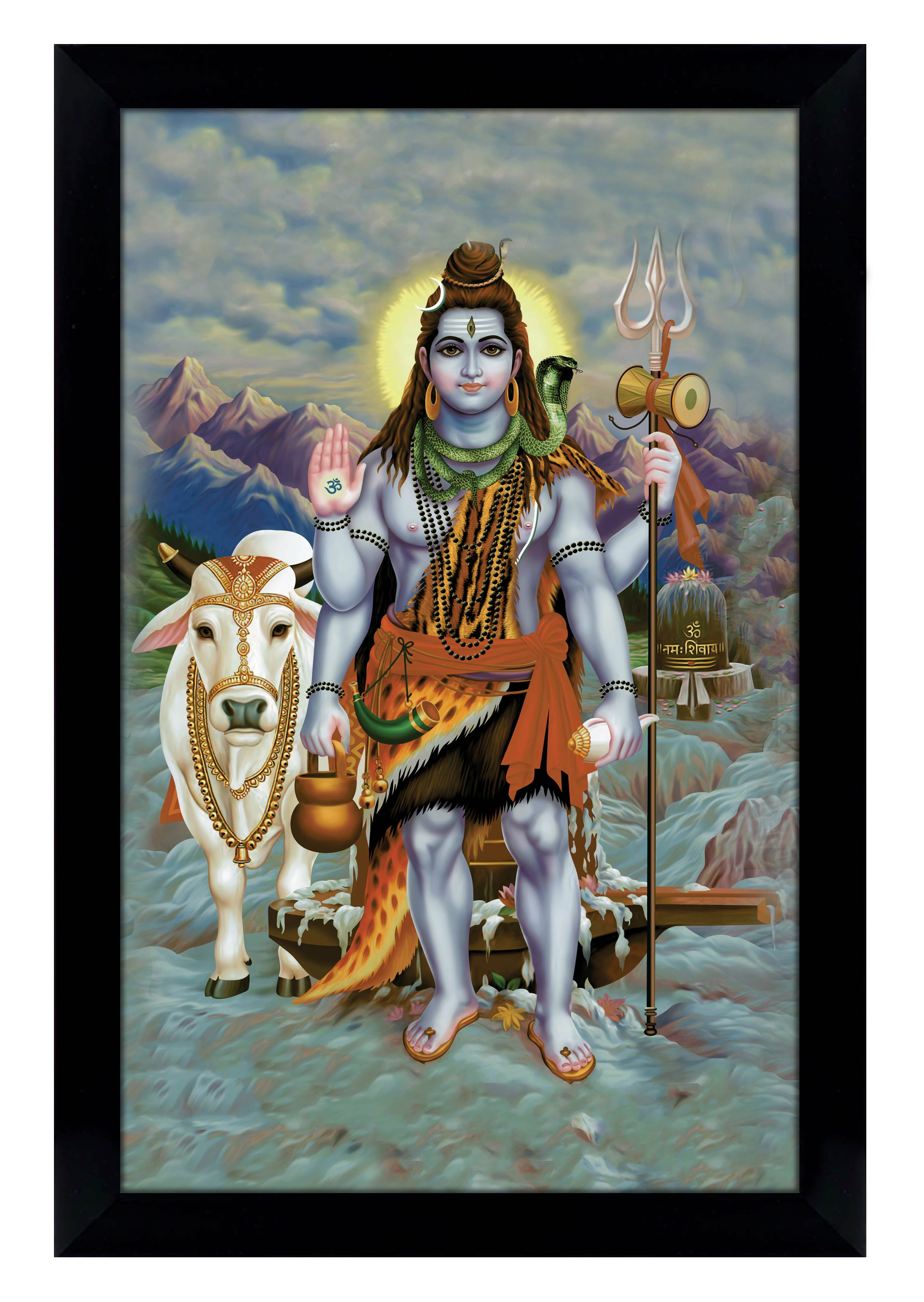 IBA Indianbeautifulart Lord Shiva With Nandi Picture Frame Religious ...