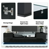 Momspeace Modern High Gloss TV Stand with Tempered Glass Shelf and 16 ...