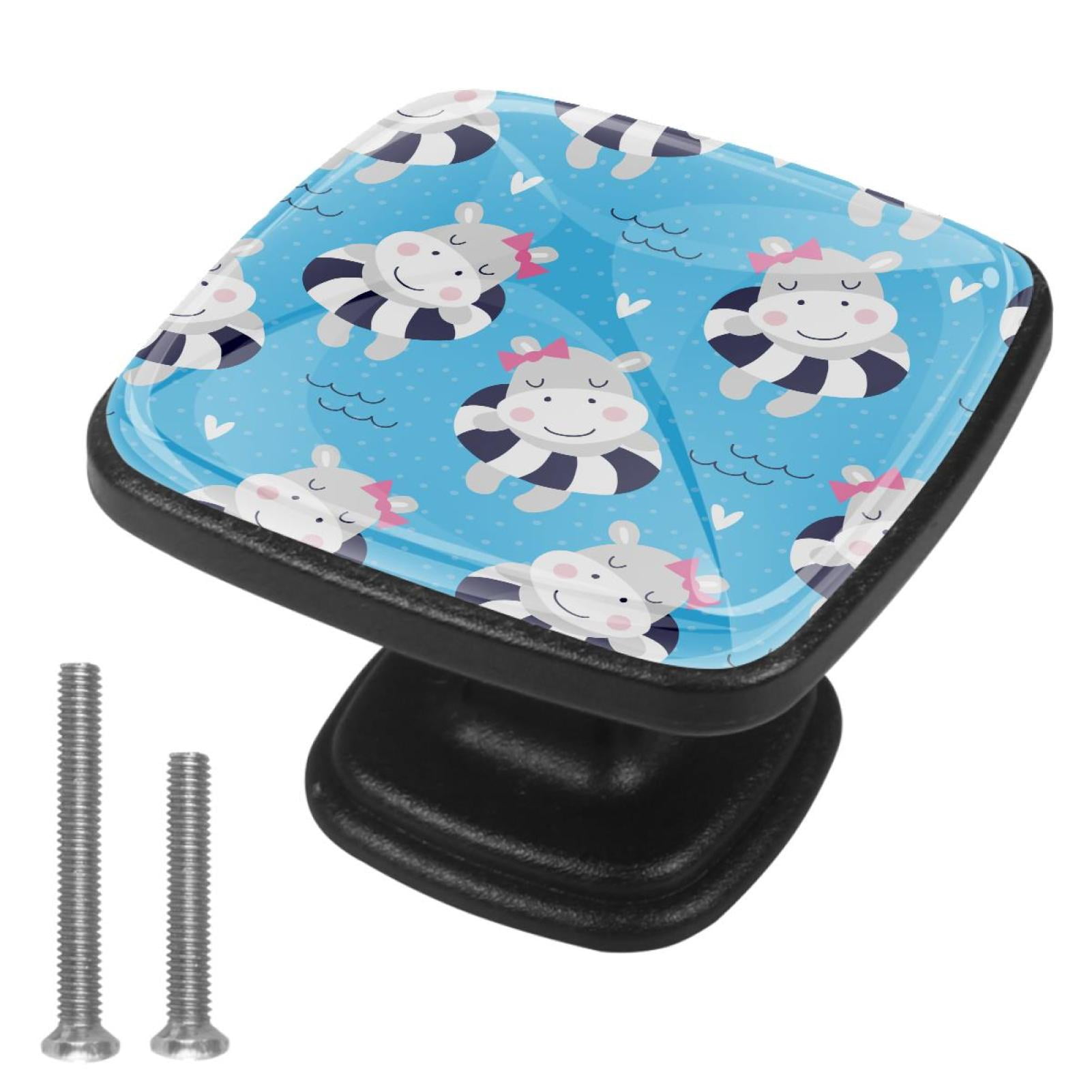 4 Pcs Cabinet Handle Drawer Pulls Hippo Girls Swimming Knobs with ...
