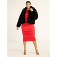 Sofia Jeans Women's and Women's Plus Faux Fur Chubby Jacket, Sizes XS ...