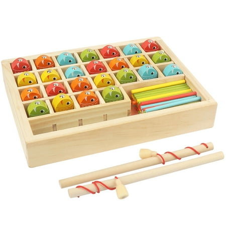 TESNN Wooden multifunctional fishing learning box children's learning ...