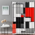 Bathroom Shower Curtain Mid Century Red Gray Color Block Waterproof ...