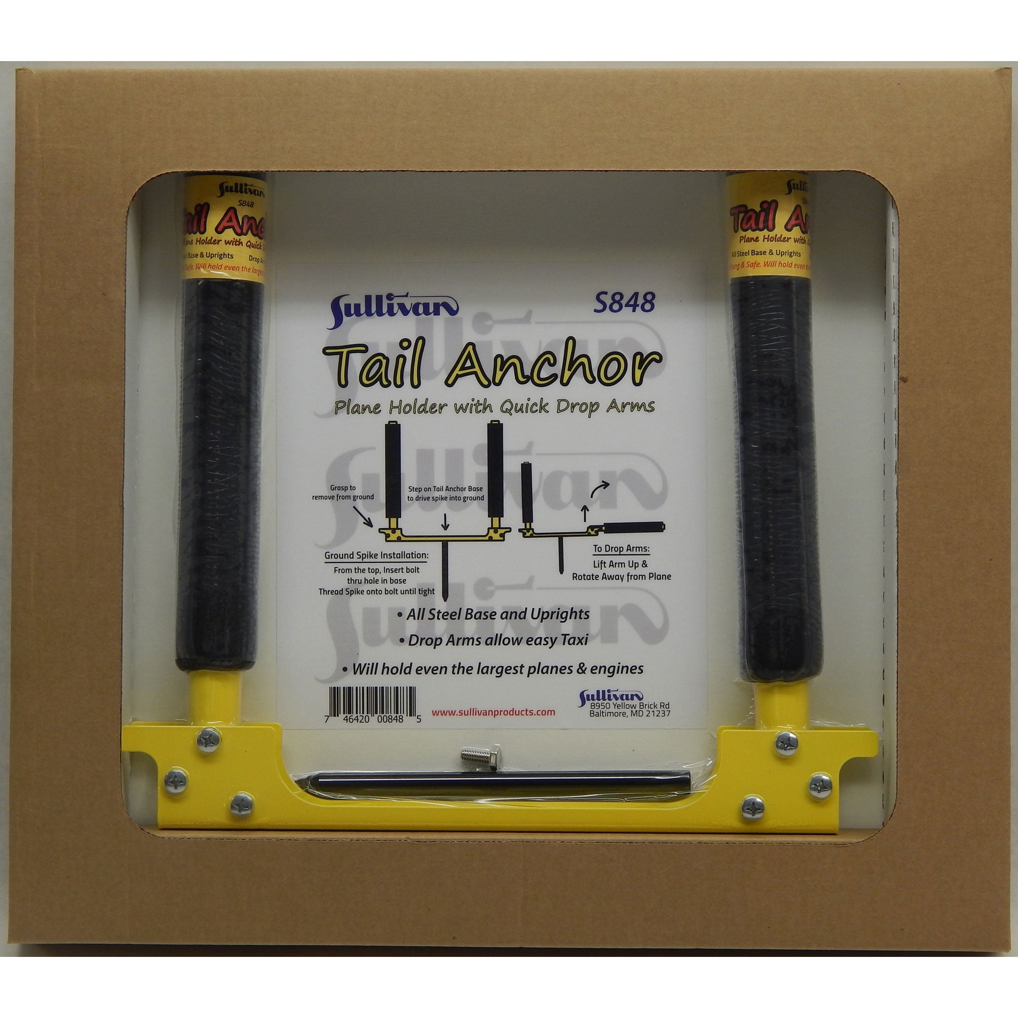 Sullivan Products Tail Anchor Plane Holder with Drop Arms SUL848 Wheels ...