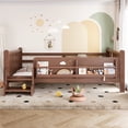 HMYG Full Size Floor Bed with Storage Bookcases,Solid Wood Floor Bed ...