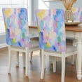 Blue Purple Oil Painting Chair Back Covers Set of 4 Abstarct Gradient ...