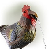 Alpine Corporation 20" Tall Metal Rooster Fountain, Multicolor ...