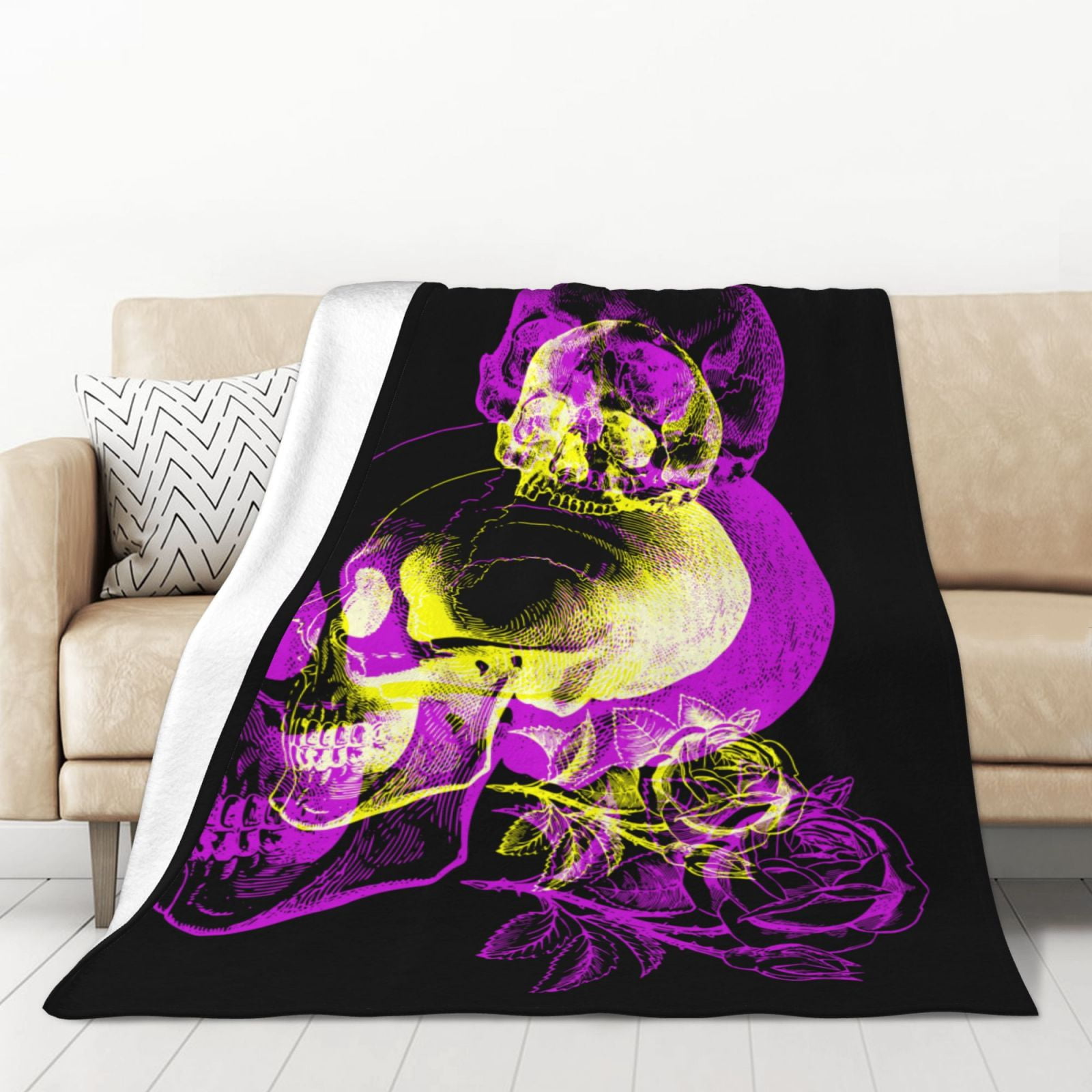 XMXT Throw Blankets, Call Skeleton Print Bed Blanket for Bedroom Sofa ...