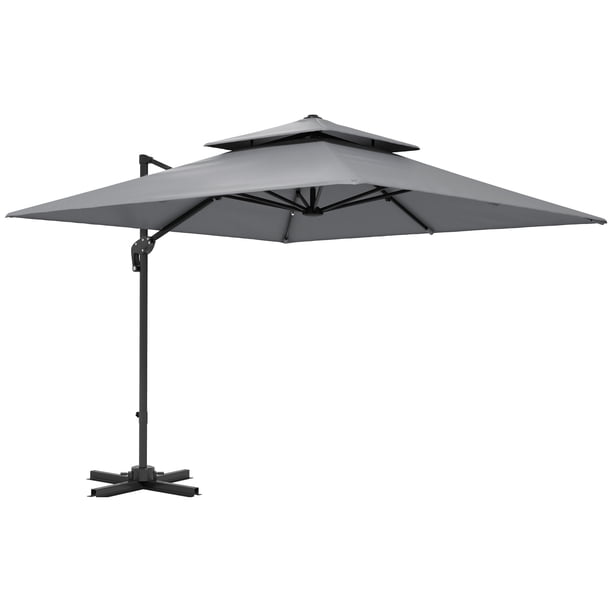 Outsunny 10' x 10' Cantilever Patio Umbrella with Double Top, Light ...