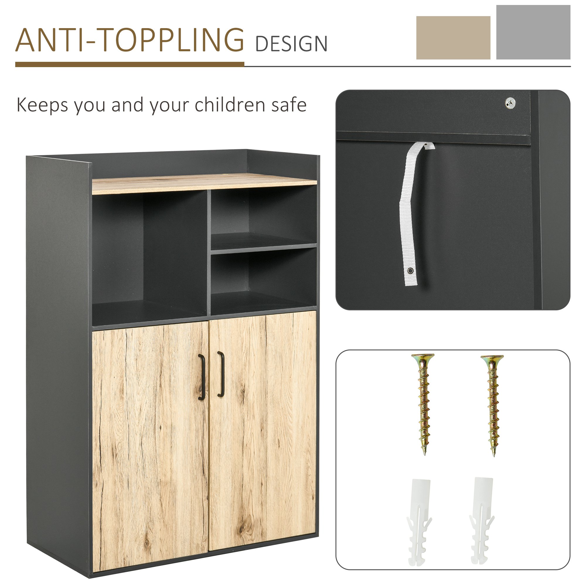 Modern Bookcase Free Standing Display Storage Unit w/ Doors Cabinet ...