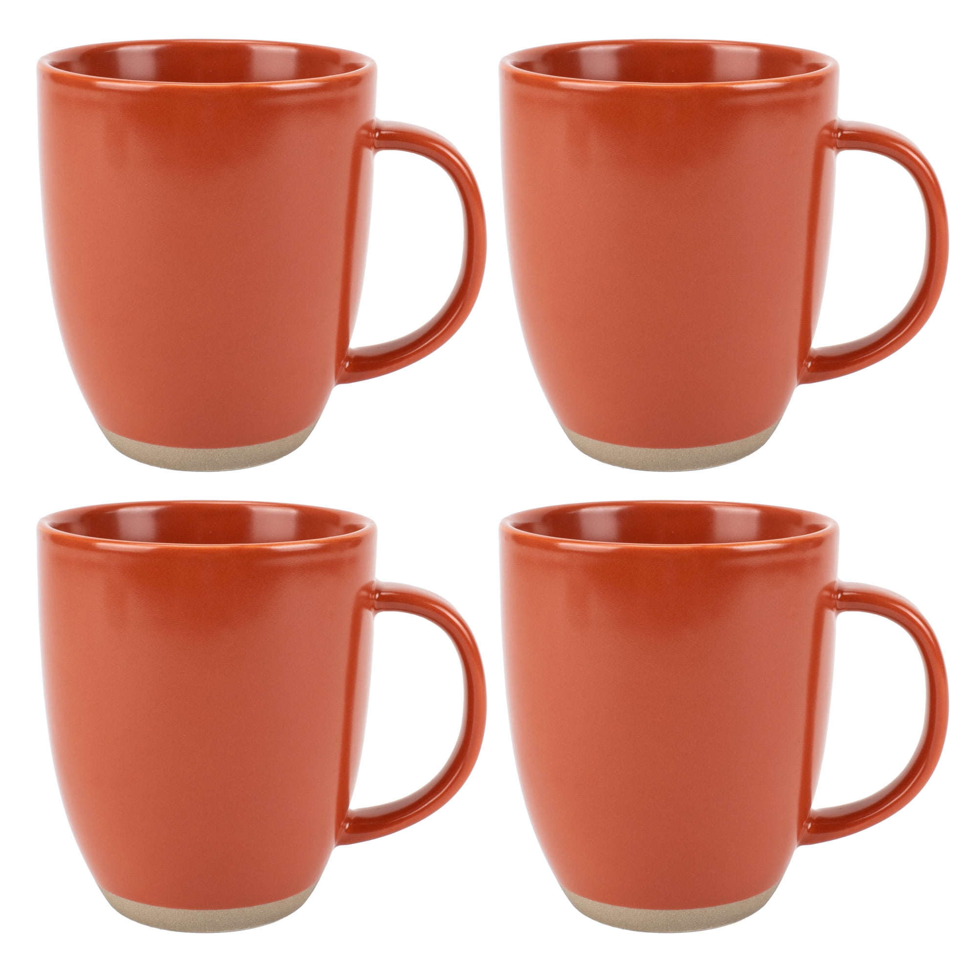 Elanze Designs Raw Clay Bottom Rust Red 13 ounce Ceramic Coffee Mugs ...