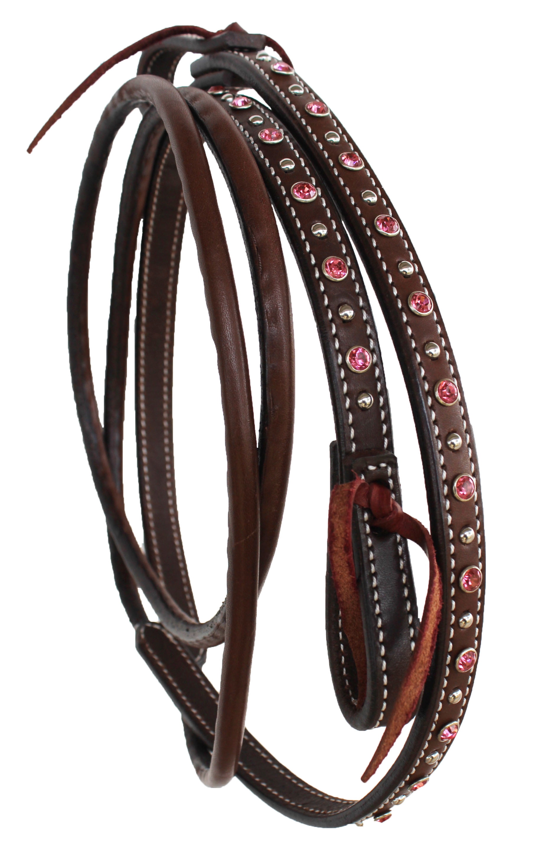 Horse Western 8ft Contest Barrel Rolled Leather Reins Pink Brown ...