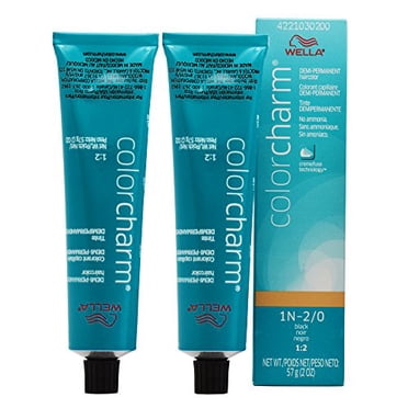 Wella COLOR CHARM, HAIR COLOR Demi-Permanent Haircolor 1N Black "Pack ...