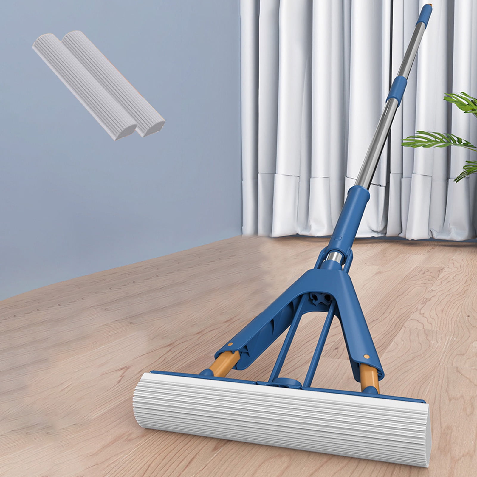VBXOAE Efficient Folding Mop Set with Retractable Pole and Two ...