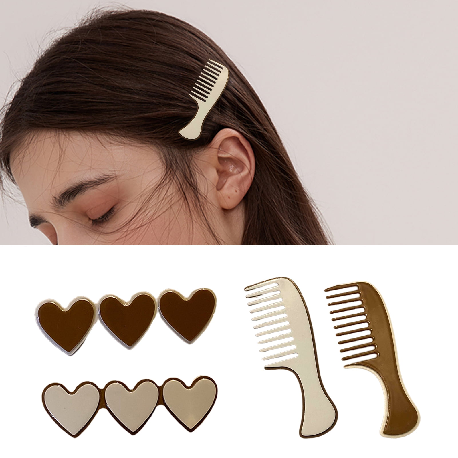 dianhelloya Hair Clip Multi-styles Comb/Love Heart Shaped Sweet Mini ...