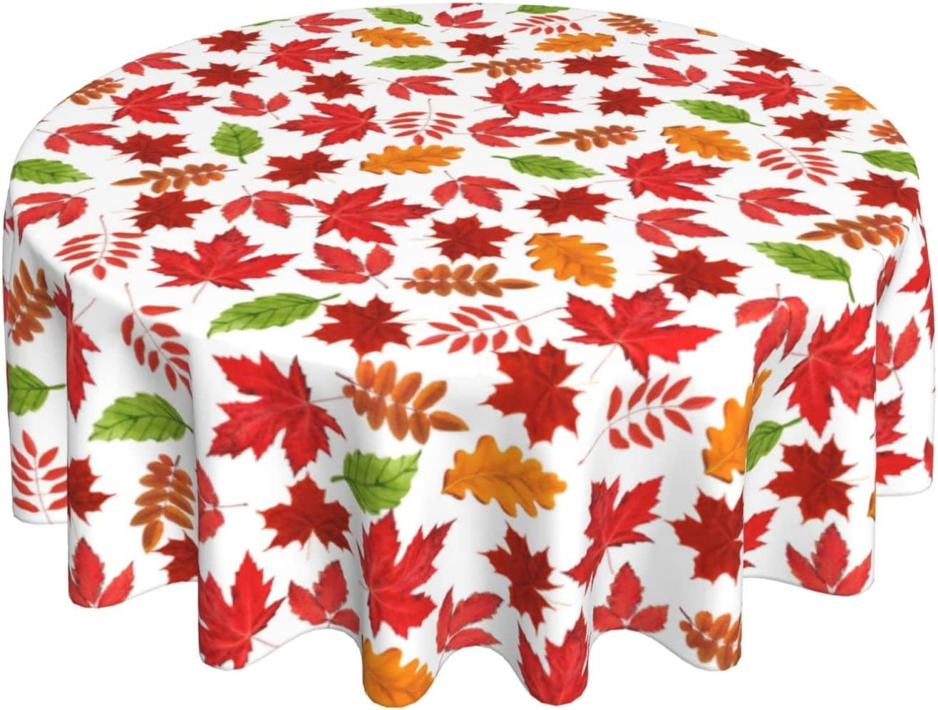 Maple Leaf Fall Tablecloth 60 Inch Round Autumn Thanksgiving Fabric ...