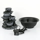4-Tier LED Light Tabletop Water Fountain, Small Desk Waterfall for Home ...