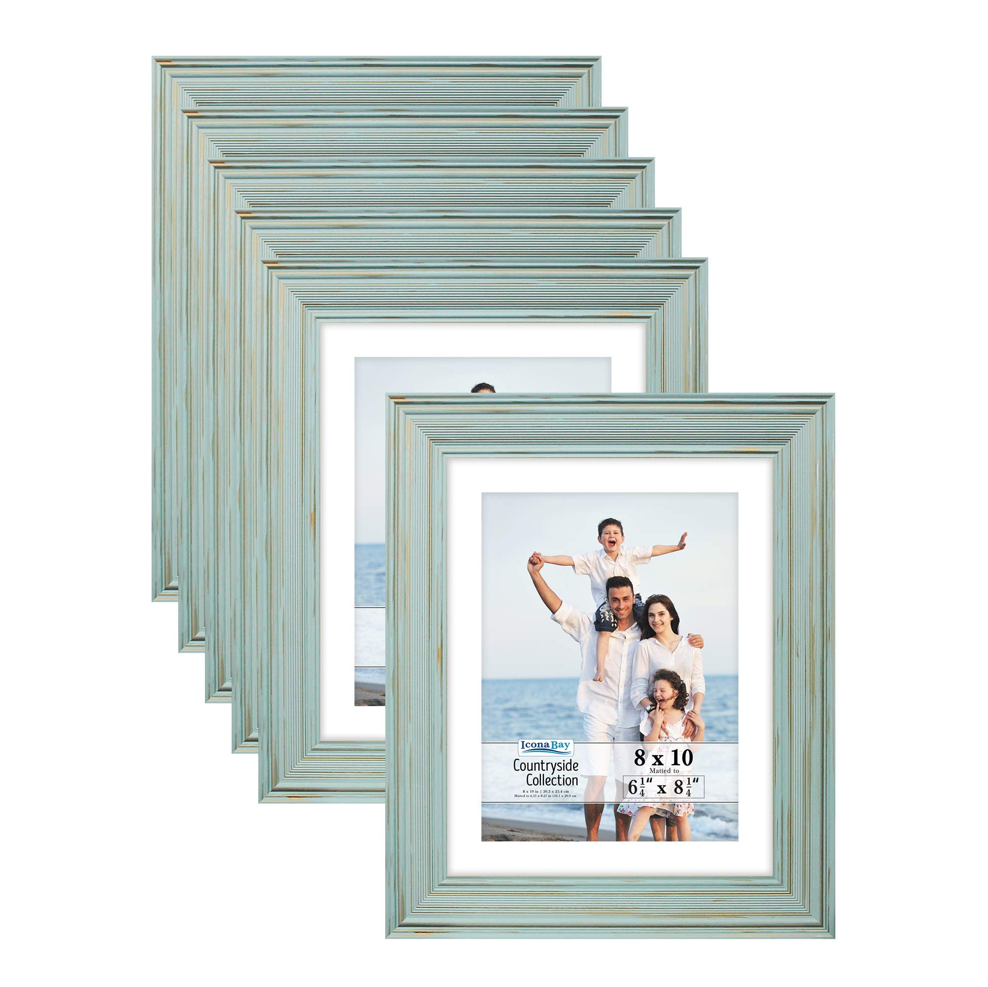 Icona Bay 8x10 Eggshell Blue Picture Frames w/ Mat, 6 Pack, Countryside ...