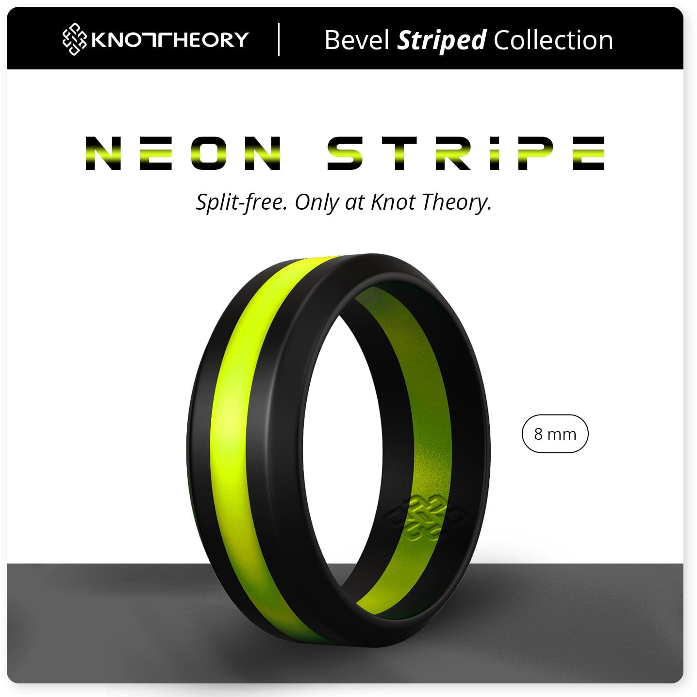 Neon Yellow Stripe Silicone Ring for Men 5mm Bandwidth - Walmart.com
