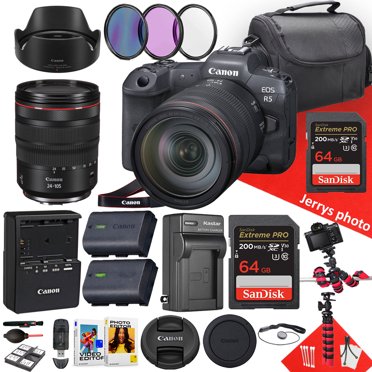 Canon EOS R5 Mirrorless Camera w/RF 24-105mm f/4 L IS USM Lens + 64GB ...