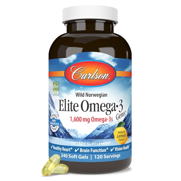Suplemento Carlson Elite Omega 3 Gems 1600 mg 240 cápsulas blandas ...