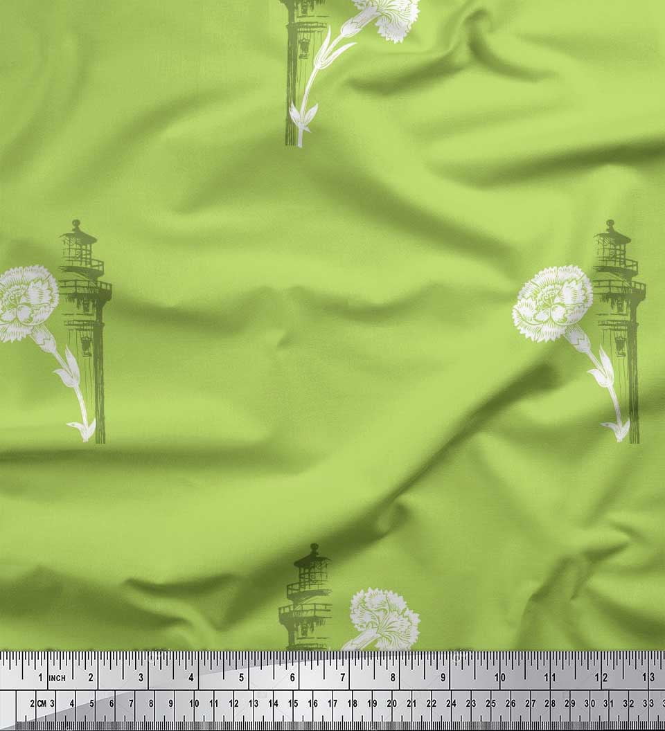 Soimoi Cotton Poplin Fabric Architecture Structure,Leaves & Floral ...